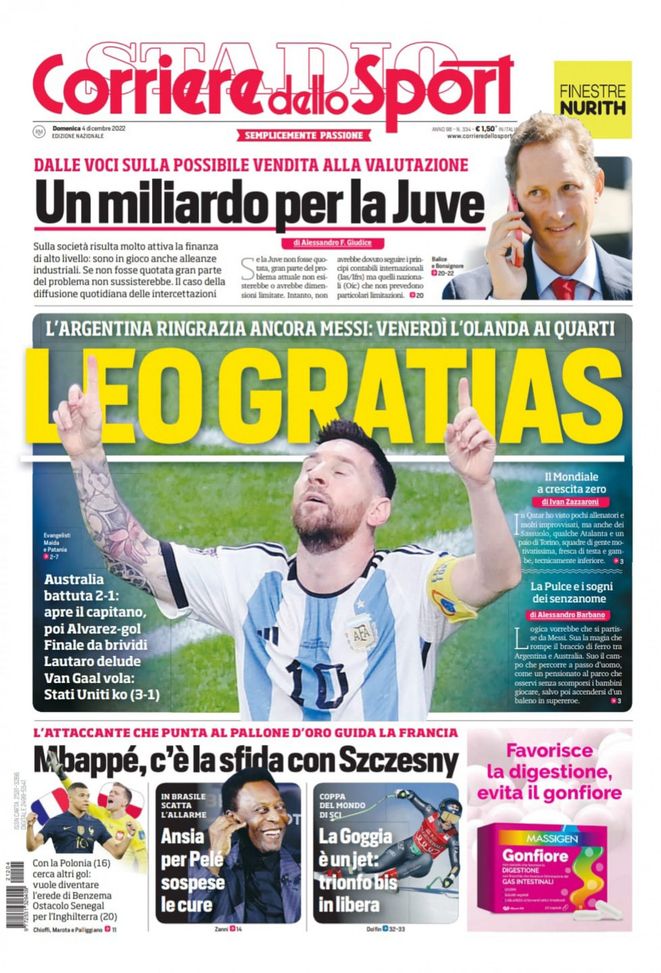 Prima Pagina Corriere Dello Sport “leo Gratias” Pianeta Milan