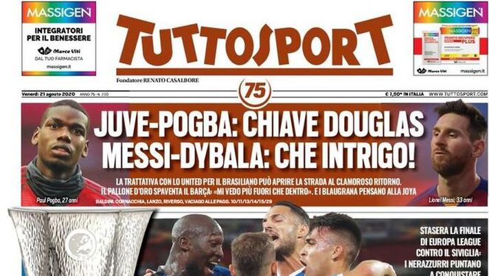 Tuttosport La Prima Pagina Di Oggi 21 Agosto 2020 Pianeta Milan