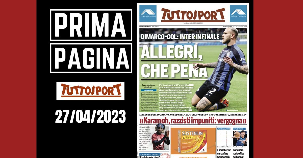 Prima Pagina Tuttosport “allegri Che Pena” Pianeta Milan