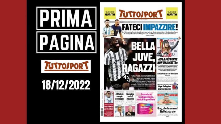 Prima pagina Tuttosport: “Fateci impazzire. Bella Juve, ragazzi ...