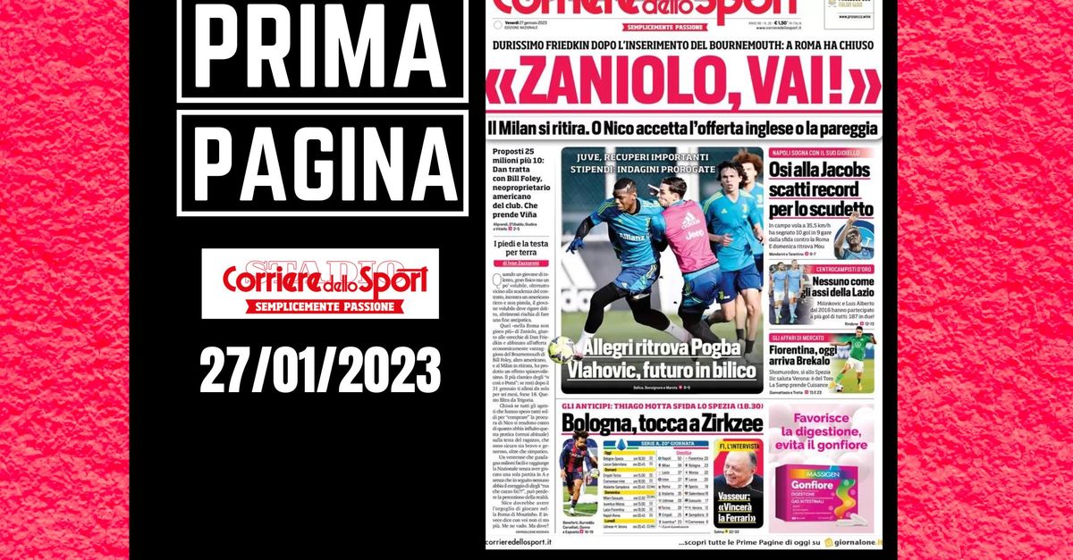 Prima Pagina Corriere Dello Sport “zaniolo Vai” Pianeta Milan