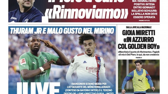 Edicola Ts Juventus Blitz Francese Nel Mirino Thuram Jr E Malo