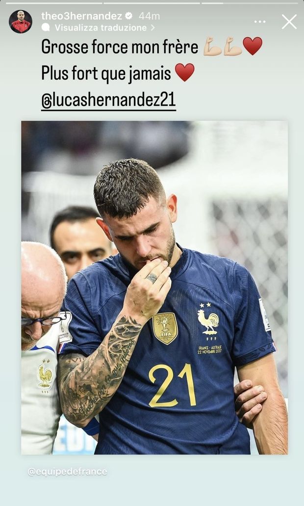 Theo Hernandez, messaggio social al fratello Lucas: “Più forte di prima” - Pianeta Milan