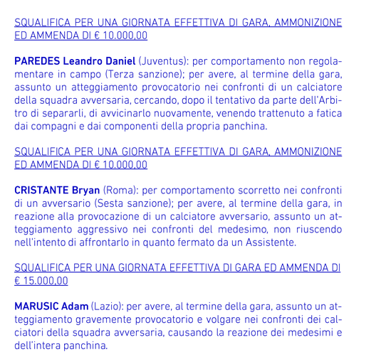 FLASH – Giudice Sportivo: ecco la decisione su Marusic, Cristante, D ... FLASH – Giudice Sportivo: ecco la decisione su Marusic, Cristante, D ...