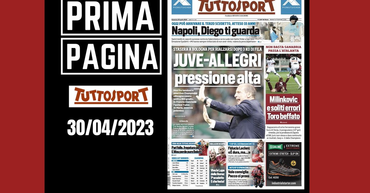 Prima Pagina Tuttosport “juve Allegri Pressione Alta” Pianeta Milan