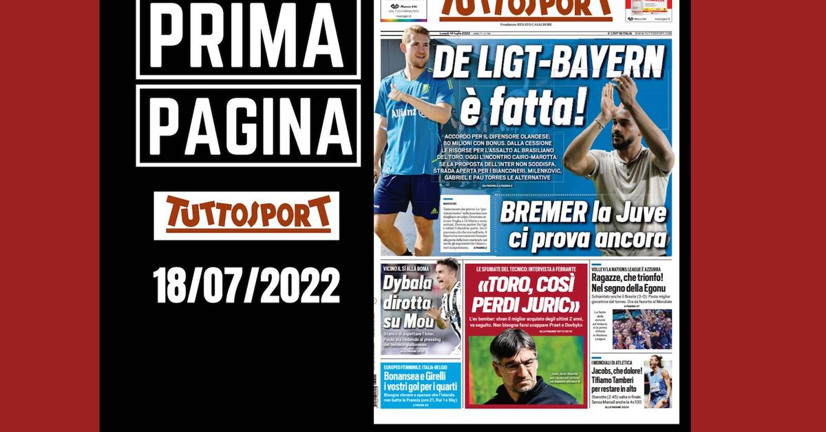Prima Pagina Tuttosport “de Ligt Bayern è Fatta ” Pianeta Milan