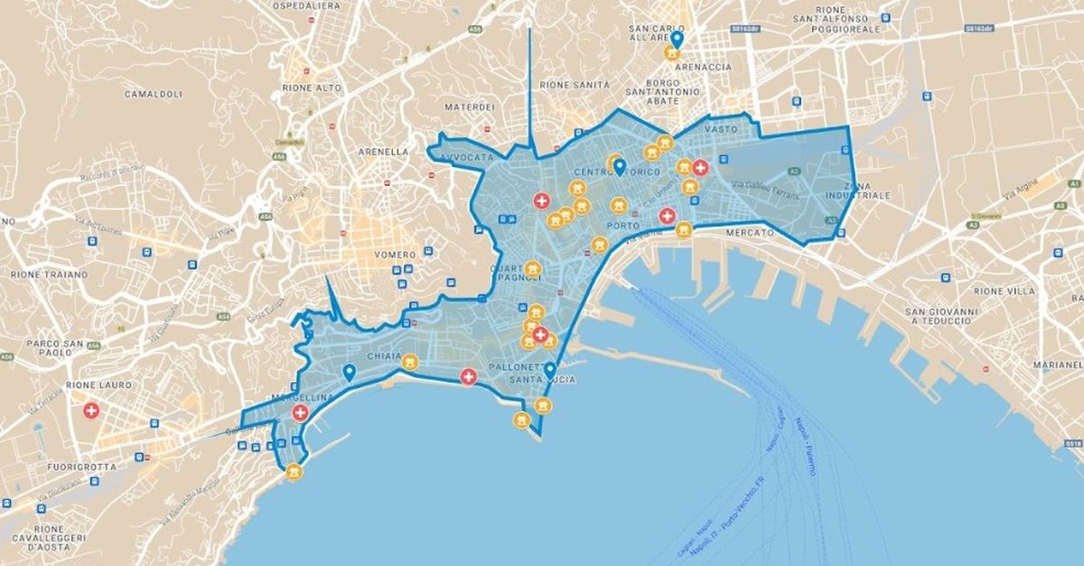 Ecco la mappa interattiva dell’area pedonale azzurra - Calcio Napoli 1926